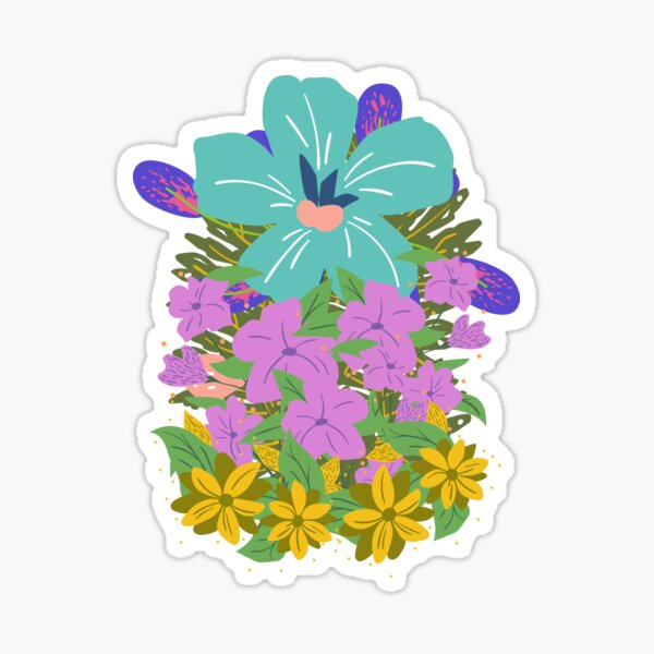 "Lavender Pink Petunia, Blue Hosta Flower " Sticker for Sale by ...