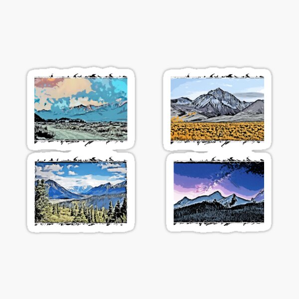 "Mountain Illustrations Cartoon Sticker Pack ,Stuff Beautiful Scenery ...