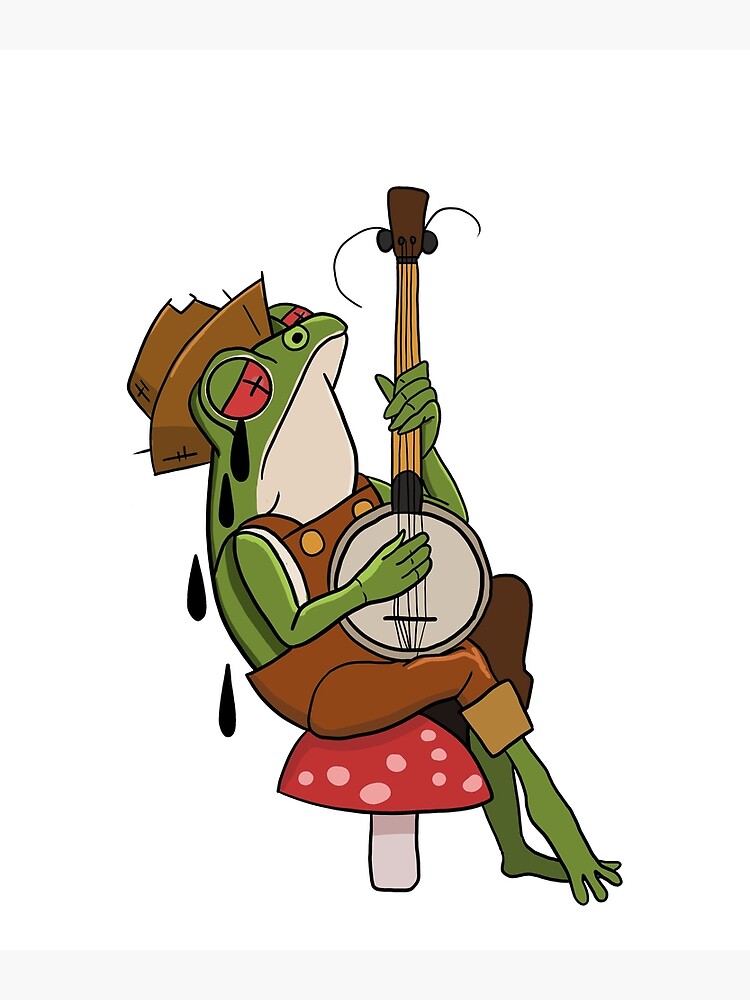 "Tattoo Art Sad Frog on toadstool with banjo" Poster by Mesyo | Redbubble