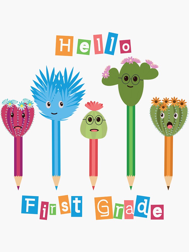 "Hello first grade cute stationery, Welcome Back To School " Sticker ...