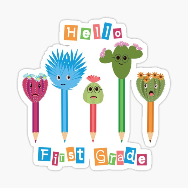 "Hello first grade cute stationery, Welcome Back To School " Sticker ...