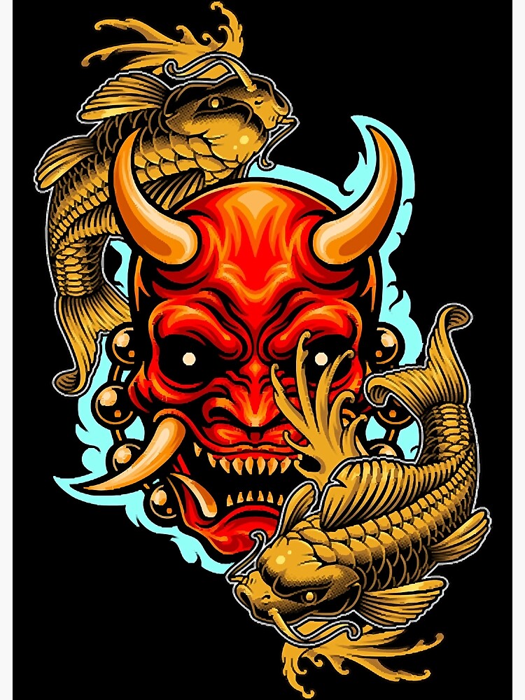 "Oni with koi fish " Poster for Sale by Leingangb | Redbubble