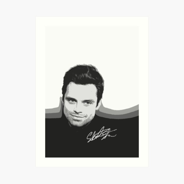 "Sebastian Stan B&W Cutouts W/Signature" Art Print by amphitriteestel ...