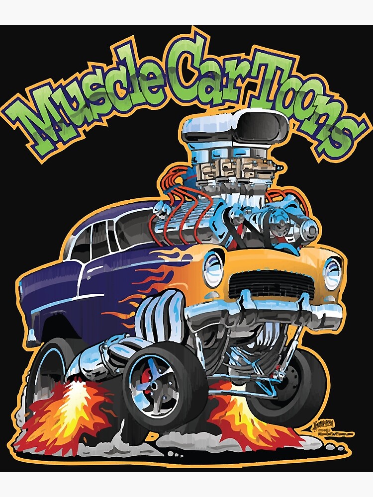 "Muscle Car Toons Automotive Cartoon Comic Book Cover Art Classic" Art ...