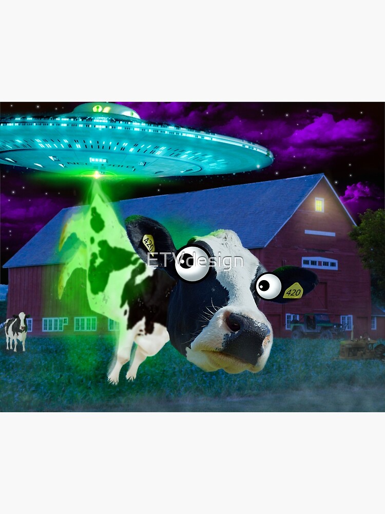 "Aliens Abducting Cow #420" Poster for Sale by ETVdesign | Redbubble