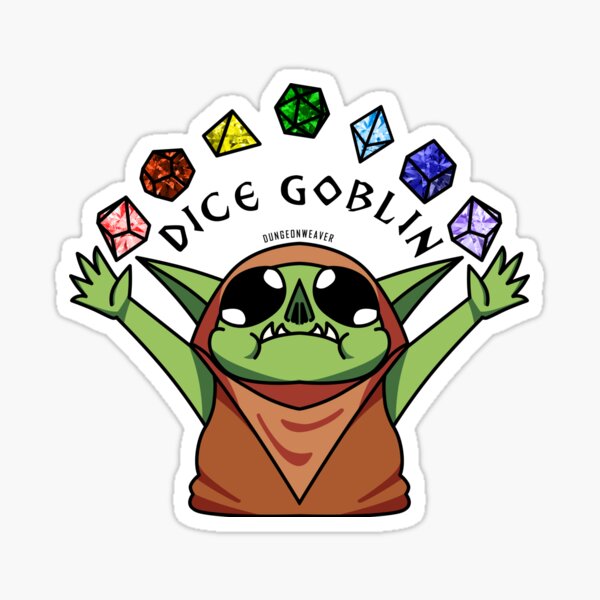 "Dice Goblin" Sticker for Sale by DungeonWeaver | Redbubble