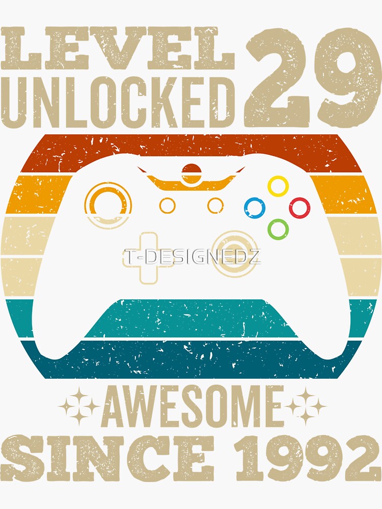 "level 29 unlocked awesome since 1992, vintage 1992 shirt, 29th ...