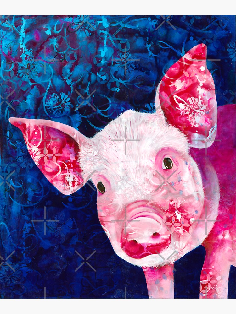 "Hello Piggy - pig portrait" Sticker for Sale by michellegilks | Redbubble
