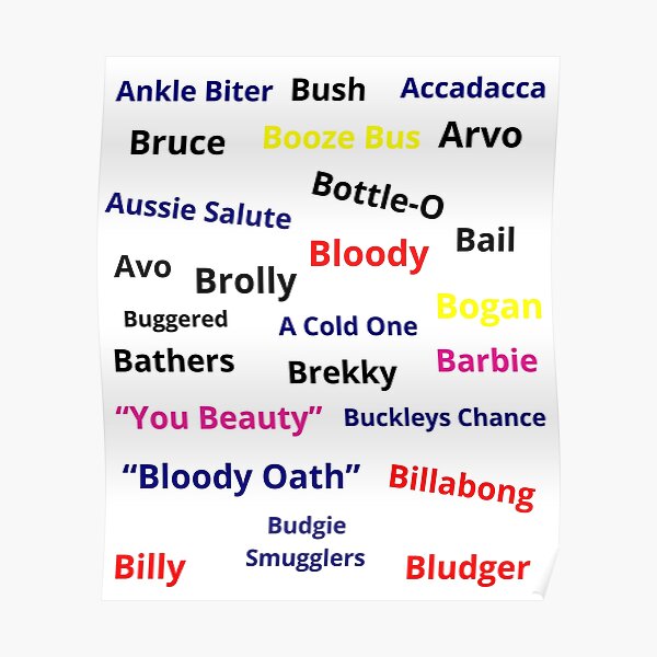 "25 Australian Slang Words & Phrases-Aussie special-Best gift for a ...
