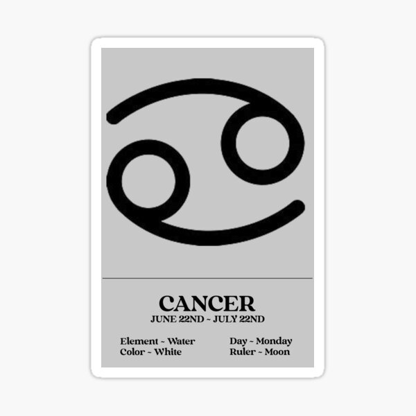 Cancer Star Sign Zodiac Print Sticker For Sale By Originallyt Redbubble