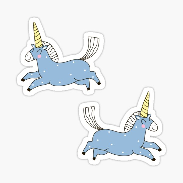 "Cute blue unicorn" Sticker for Sale by Marbluw | Redbubble
