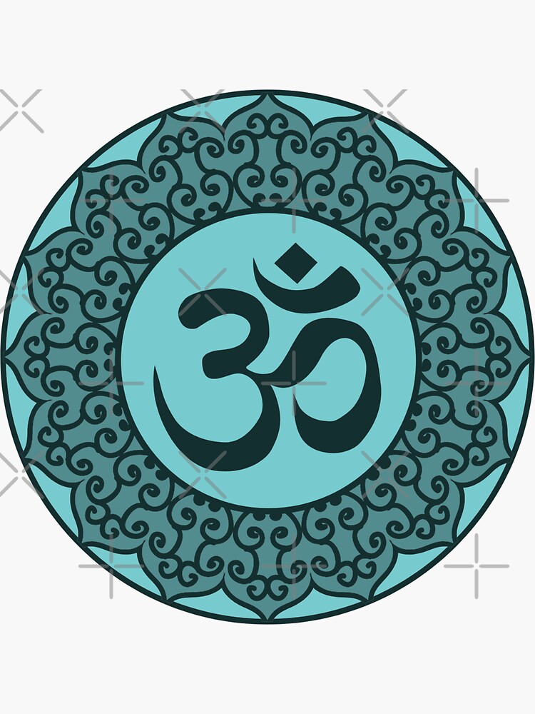 "Turquoise Om Mandala" Sticker for Sale by Scubedesign | Redbubble