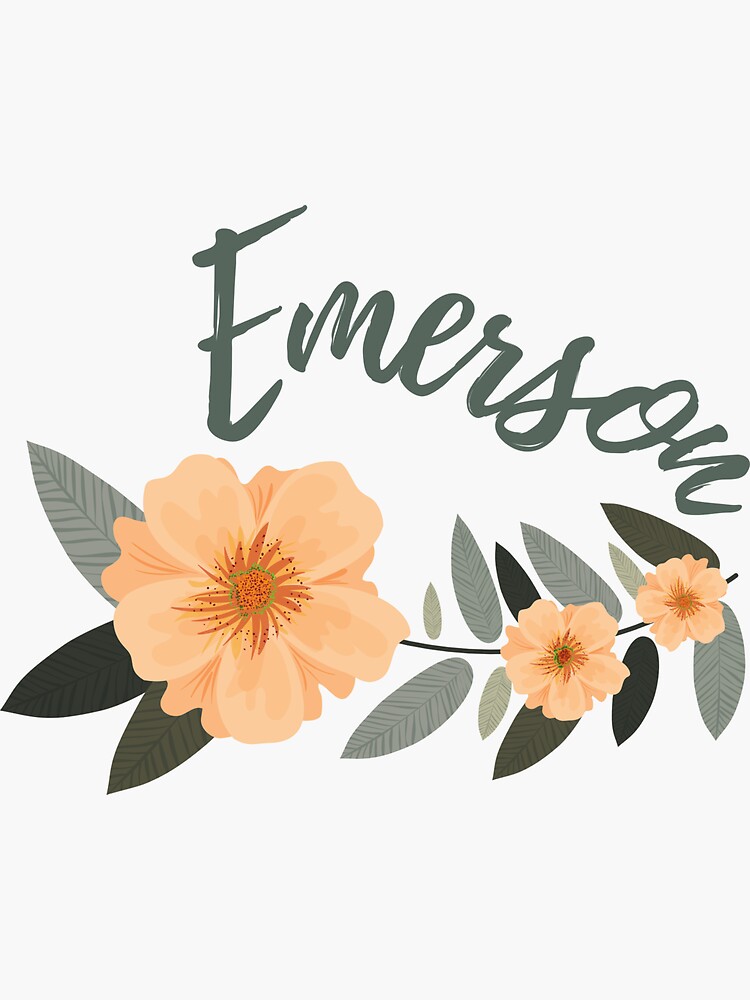 "Emerson Name With Pretty Flowers | Name Design Orange And Green Plants ...