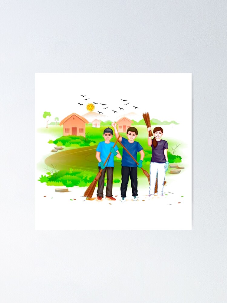 "cartoon design promots hygiene & cleanness" Poster for Sale by ...