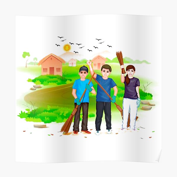 "cartoon design promots hygiene & cleanness" Poster for Sale by ...