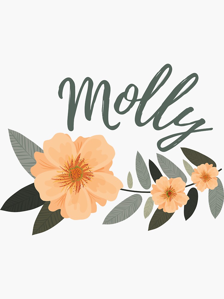 "Molly Name With Pretty Flowers | Name Design Orange And Green Plants ...