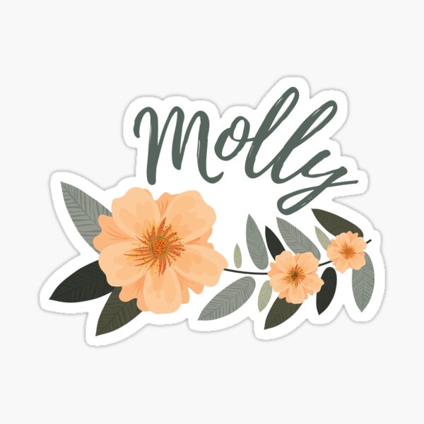 "Molly Name With Pretty Flowers | Name Design Orange And Green Plants ...