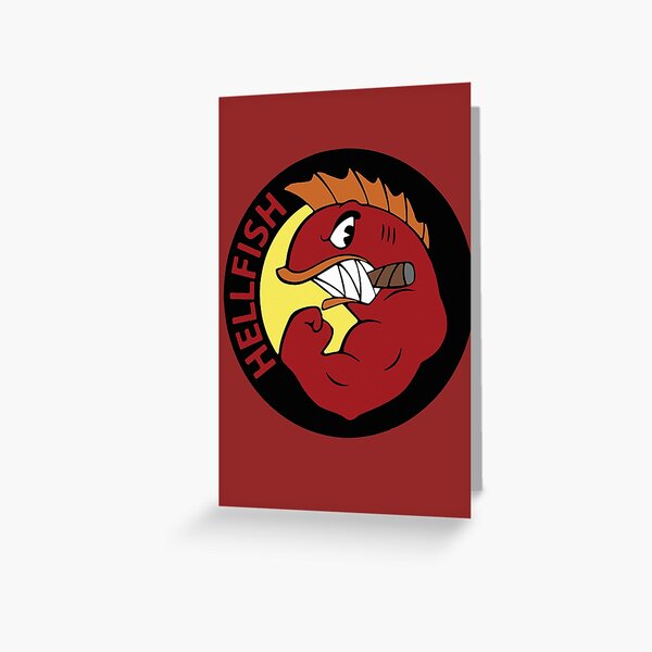 "Flying Hellfish | The Simpsons Themed | @HeckinFarOut" Greeting Card ...