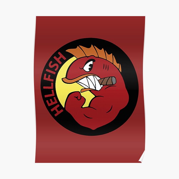 "Flying Hellfish | The Simpsons Themed | @HeckinFarOut" Poster for Sale ...