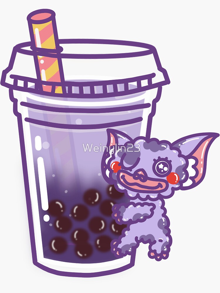 "Ube boba milk tea gizmo babie" Sticker for Sale by Weinylin23 | Redbubble