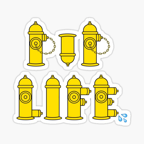 "Pup Life - Yellow Fire Hydrants on White Background" Sticker for Sale ...