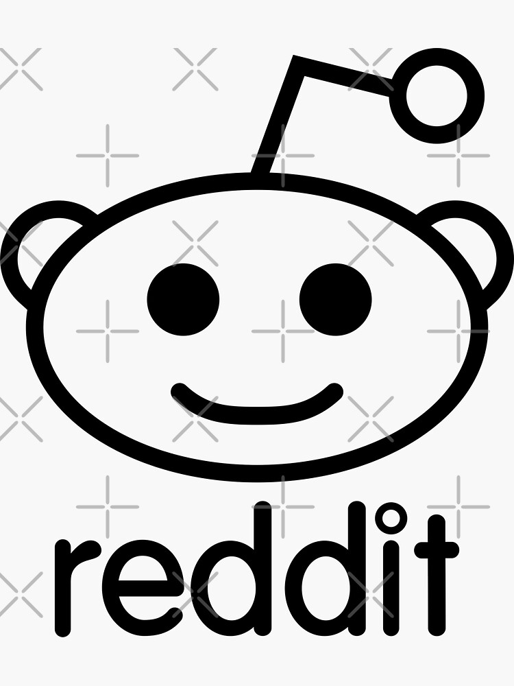 "Reddit Face Logo (Black Version)" Sticker for Sale by h2cinedesign ...