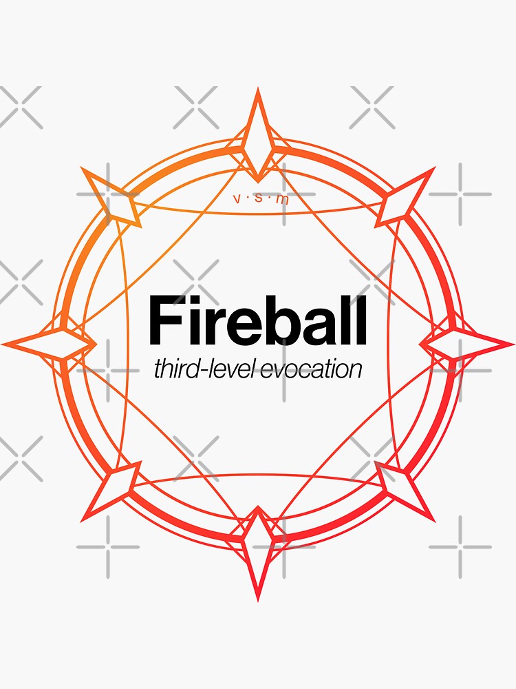 "Fireball Spell Symbol" Sticker for Sale by Unspelled | Redbubble