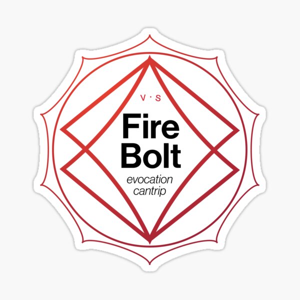 "Fire Bolt Spell Symbol" Sticker for Sale by Unspelled | Redbubble