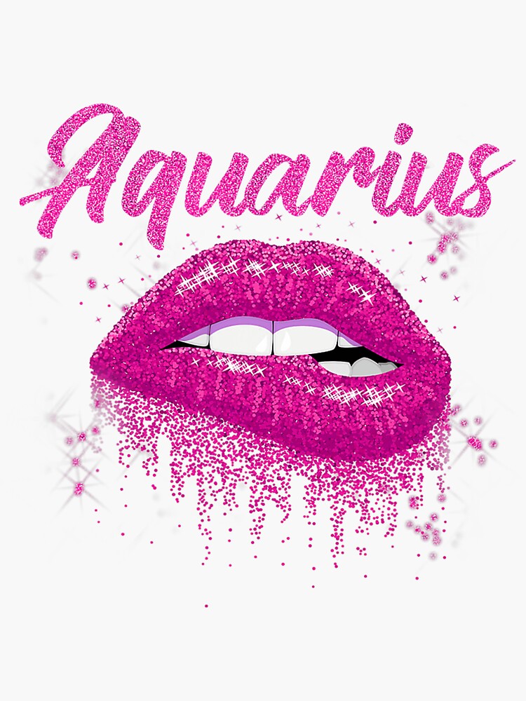 "Aquarius Zodiac Birthday Pink Lips" Sticker for Sale by SiennaAlexan ...
