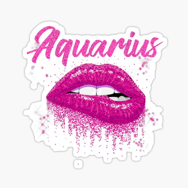 "Aquarius Zodiac Birthday Pink Lips" Sticker for Sale by SiennaAlexan ...