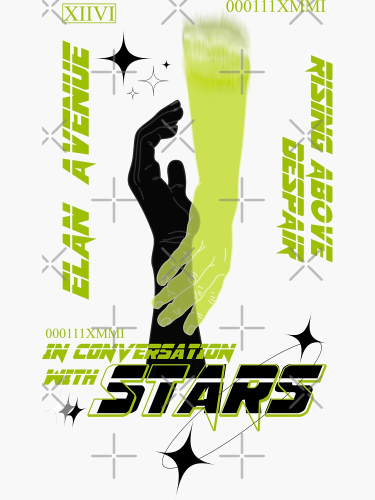 "Talking With Stars Retro Neon Green Hands.Moon Stars and Planets ...