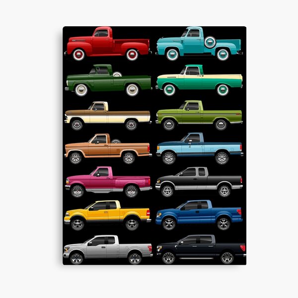 "Evolution of Ford Trucks F Series 1948 - 2021 F1 F100 F150 " Canvas ...