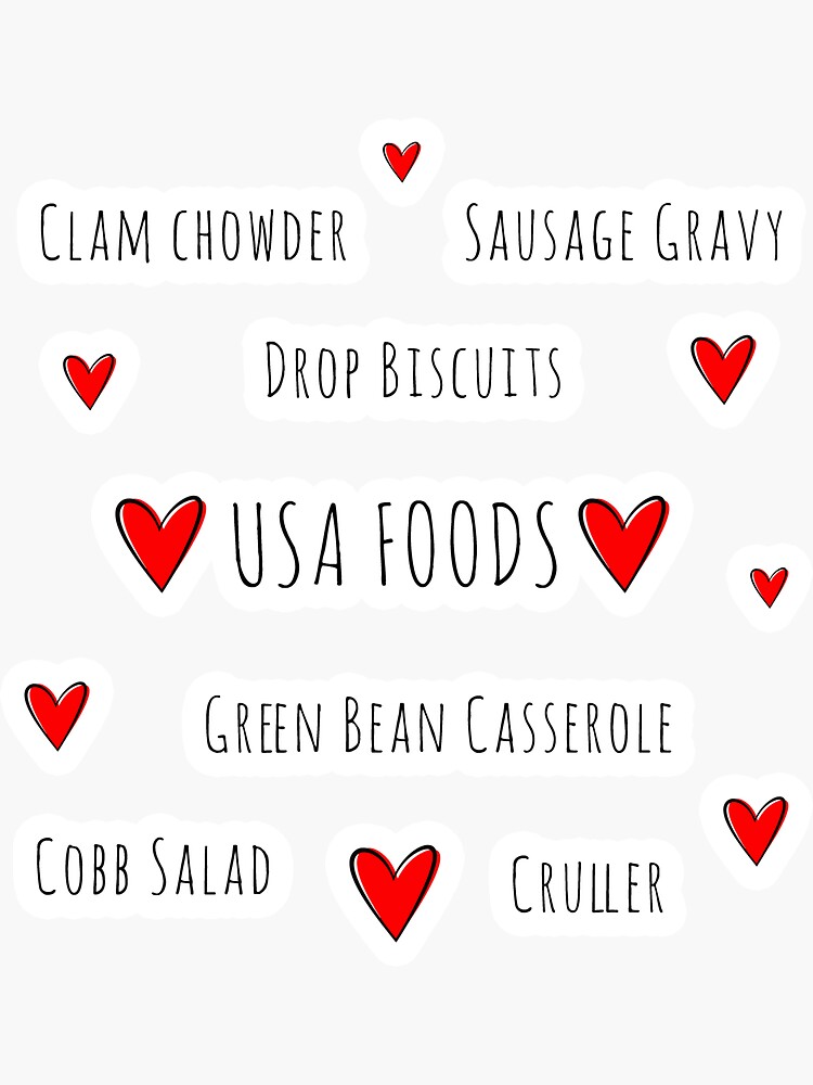"American USA Foods Pack" Sticker for Sale by PodiShawna | Redbubble
