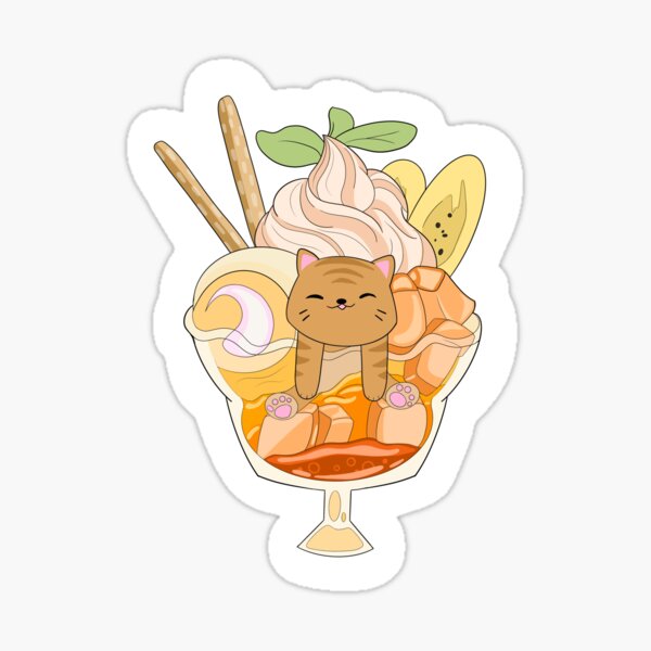 "Cat Parfait Sticker " Sticker for Sale by iroha96 | Redbubble