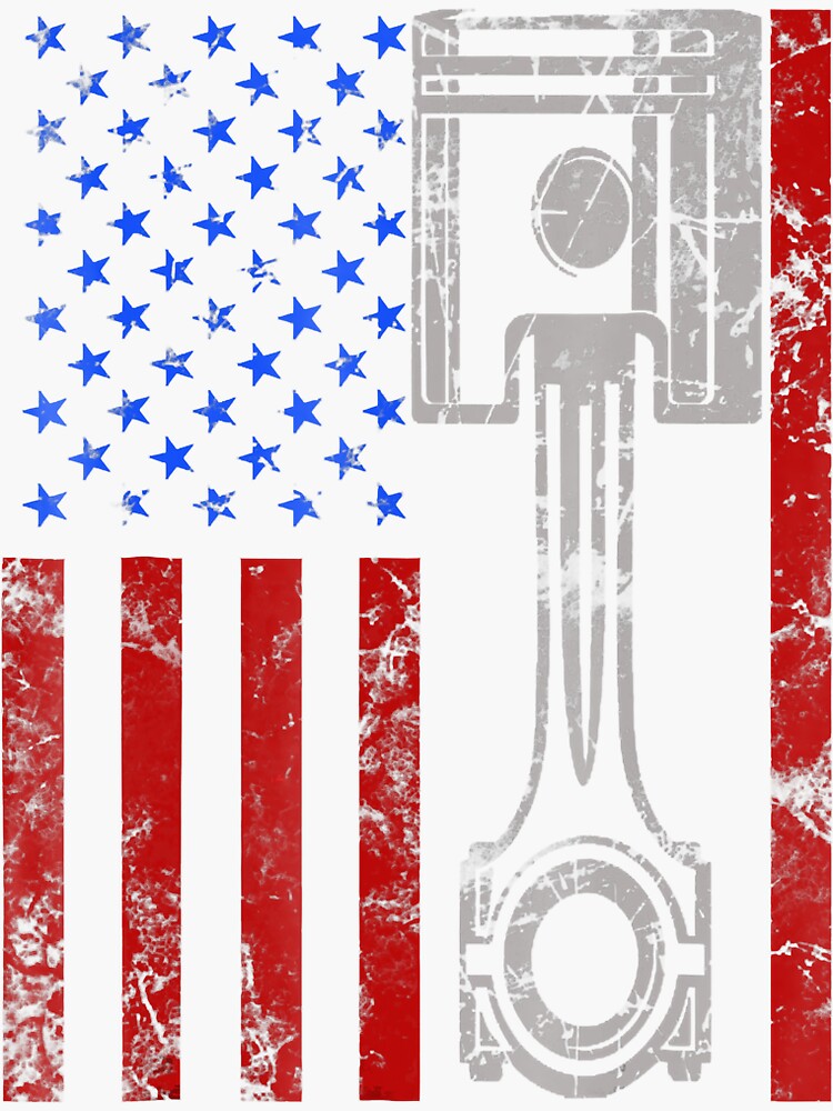 "American Flag Piston Muscle Car Patriotic Vintage " Sticker for Sale ...