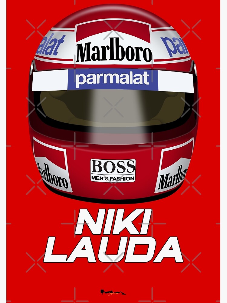 "Niki Lauda - Front Helmet design with Text" Poster for Sale by ...