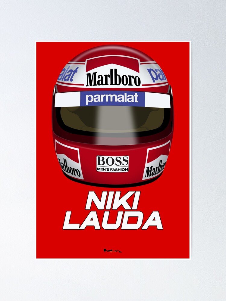 "Niki Lauda - Front Helmet design with Text" Poster for Sale by ...