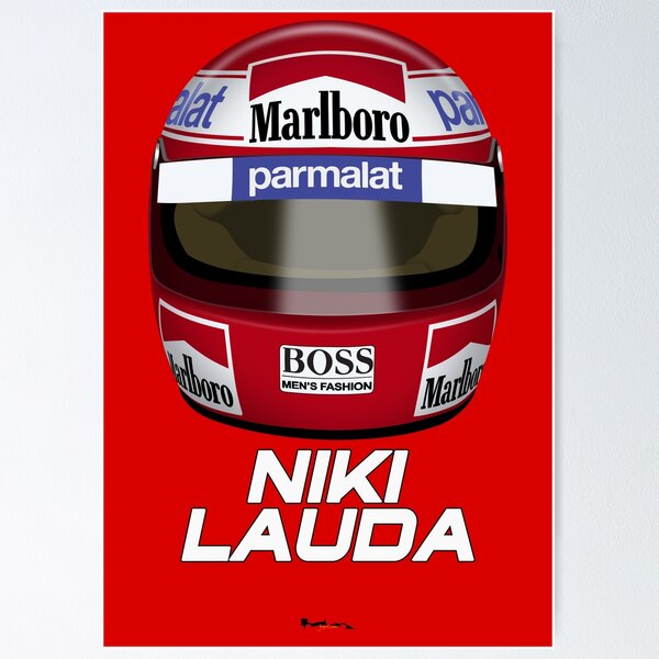 "Niki Lauda - Front Helmet design with Text" Poster for Sale by ...