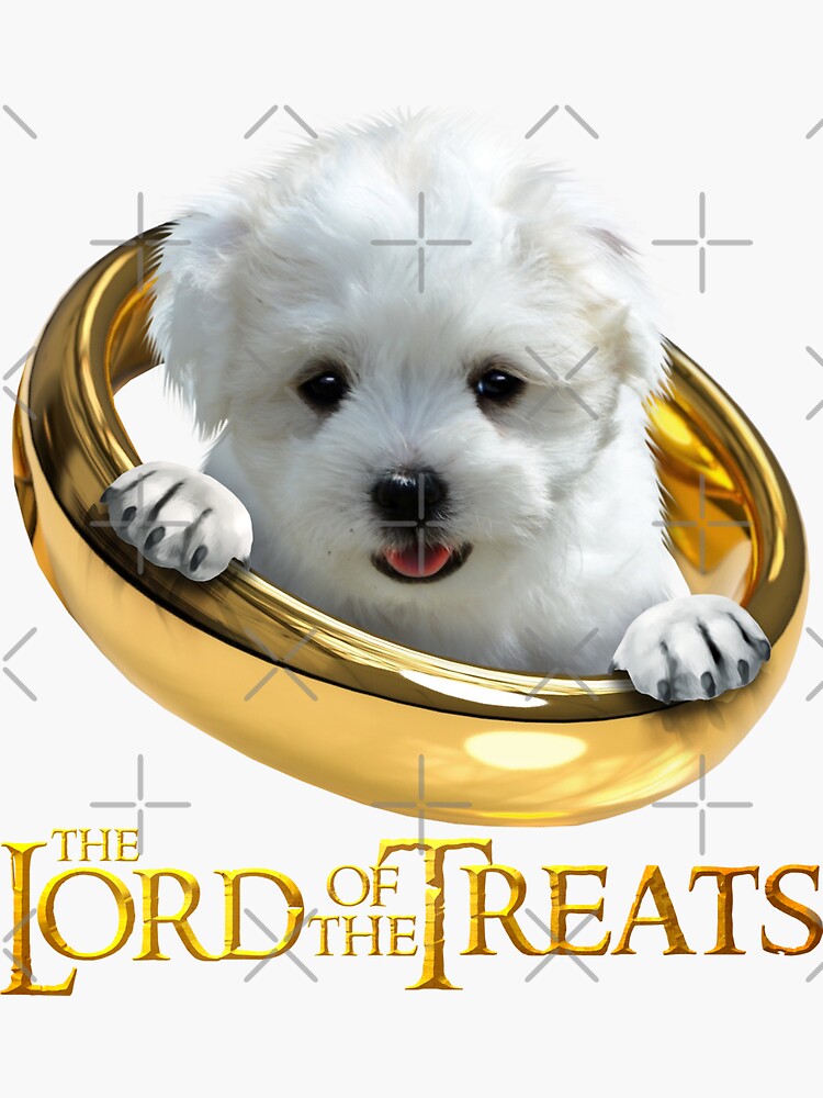 "Lord of the Treats - Funny white Maltese puppy" Sticker for Sale by ...