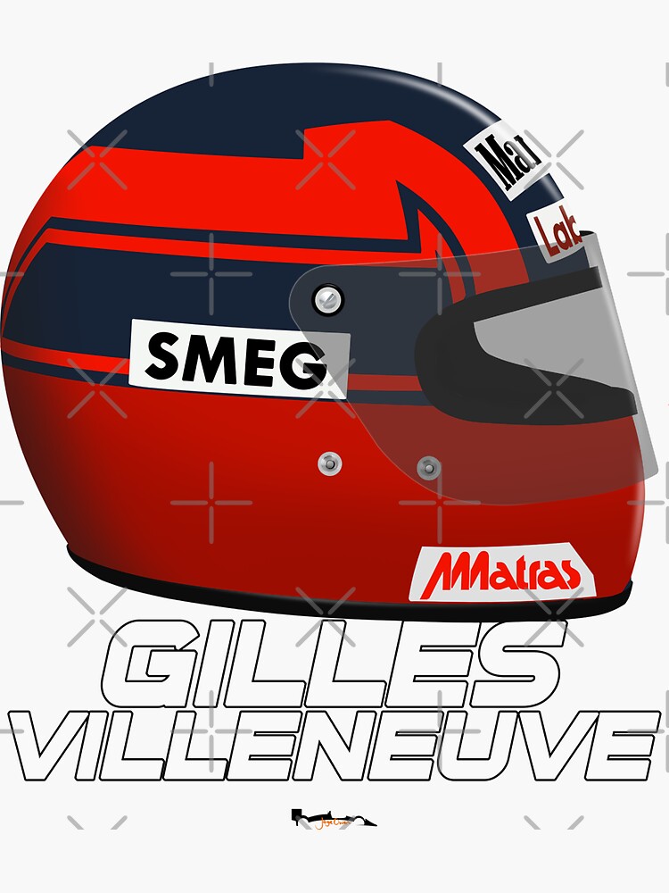 "Gilles Villeneuve F1 Helmet" Sticker for Sale by JageOwen | Redbubble