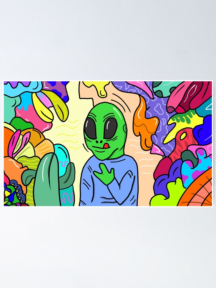 Poster « Alien de dessin de main avec l'art abstrait coloré de ...