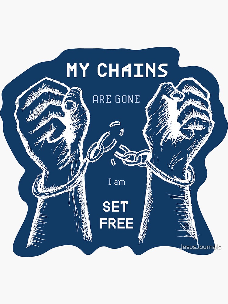 "My Chains are Gone Navy Sticker " Sticker for Sale by JesusJournals ...