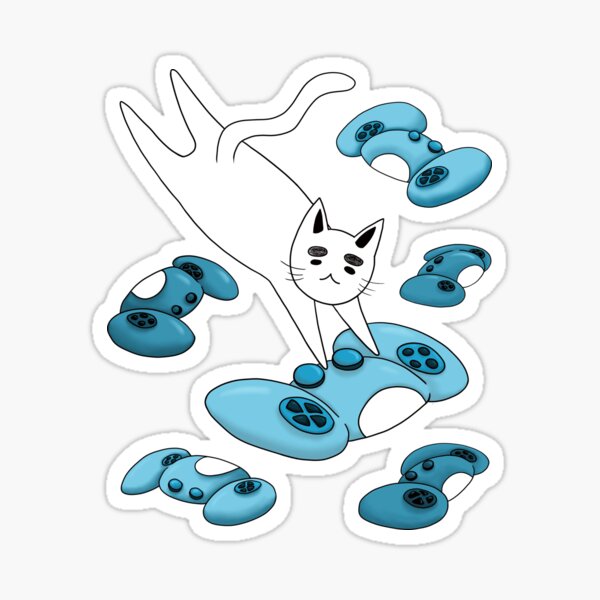 "Gamer Cat" Sticker for Sale by Kazyii | Redbubble