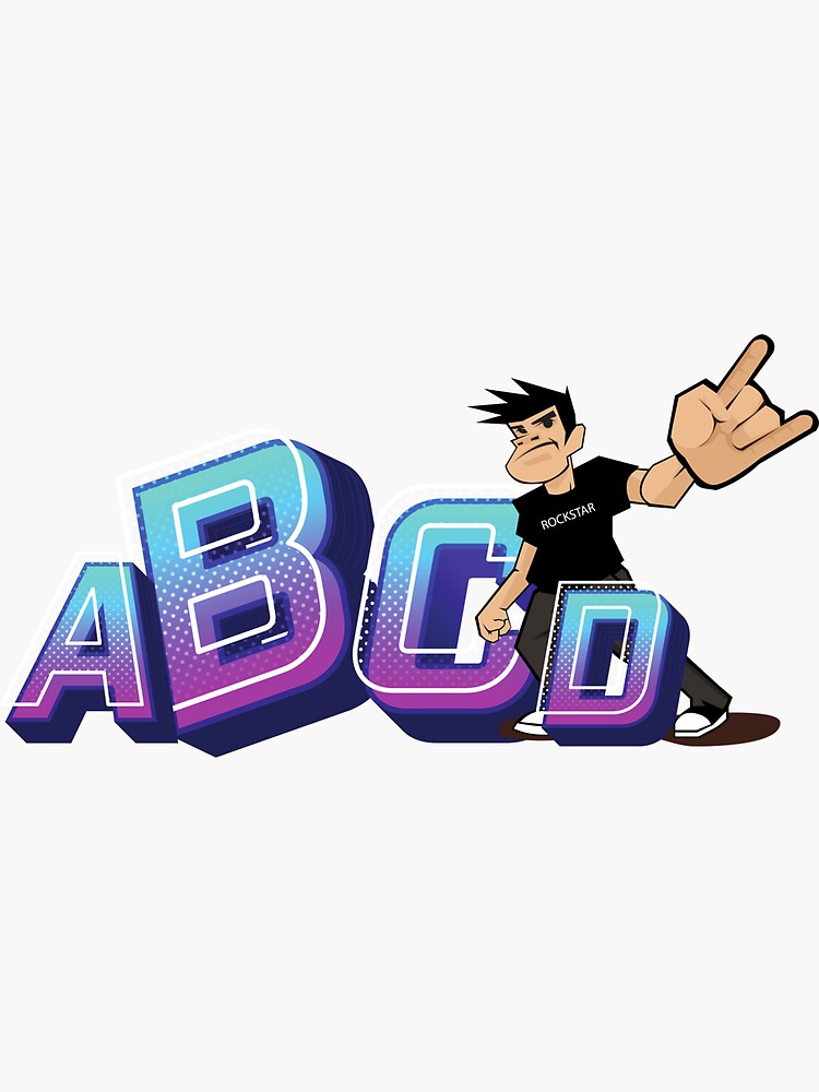 "ABCD Rock - Back to School Futuristic Alphabet" Sticker for Sale by ...