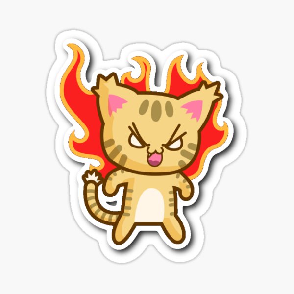 "FLAMING CAT!" Sticker by BEAST-FASHION | Redbubble