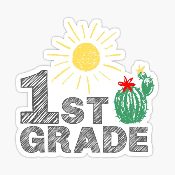 "First Grade, Hello Grade One, Grade 1 Back to School " Sticker for ...