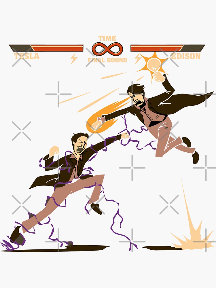 "Tesla VS Edison" Sticker for Sale by thebackfire | Redbubble