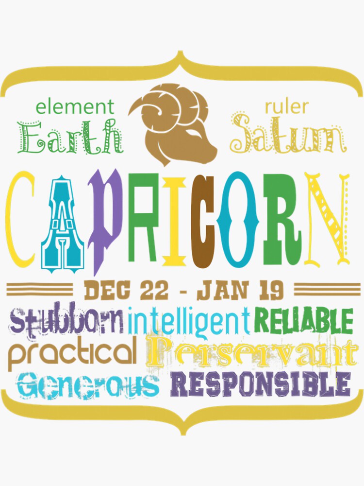 "Capricorn Zodiac Astrology Horoscope Sun Sign Word Art" Sticker for ...