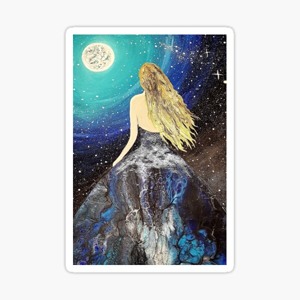 "Moonlight lady" Sticker for Sale by MiriamWagnerArt | Redbubble
