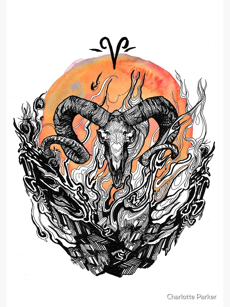 Póster «Signo del zodiaco Aries, elemento de fuego Intrincada ...